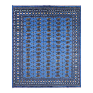 Blue 8' 1" X 9' 5" Silky Bokhara Hand Knotted Wool Rug - Q21940, 8' 1 ...