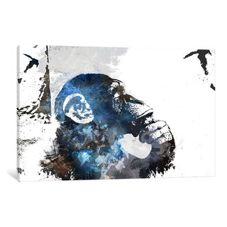 "The Thinker Monkey Watercolor Silhouette" by 5by5collective, Canvas ...