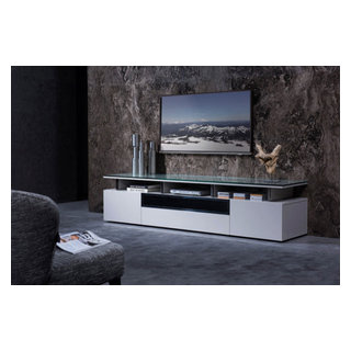 Margad Contemporary Gray Gloss Tv Stand - Modern - Entertainment ...