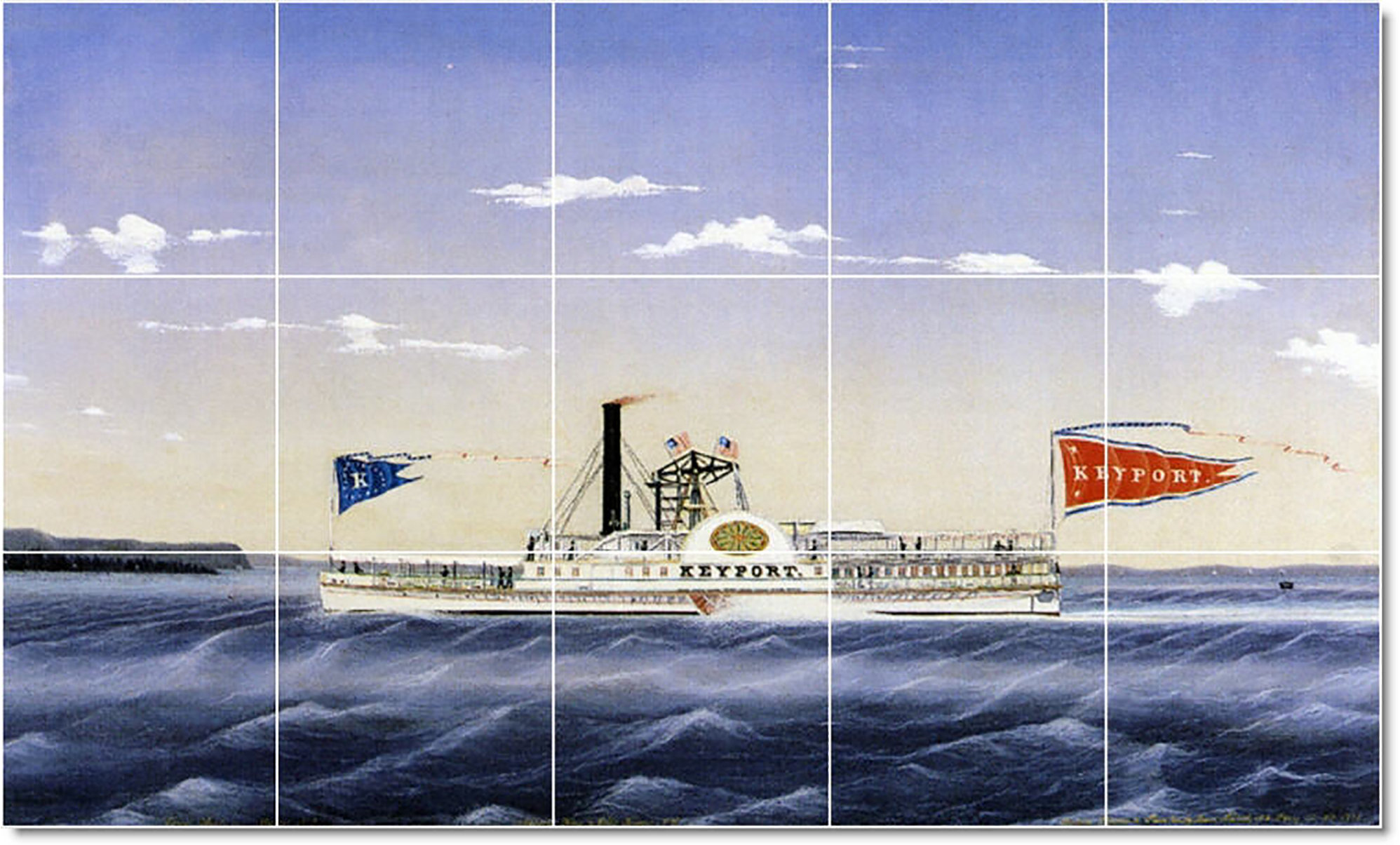 James Bard Ship Boat Painting Ceramic Tile Mural #71, 40" Wide x 24 ...