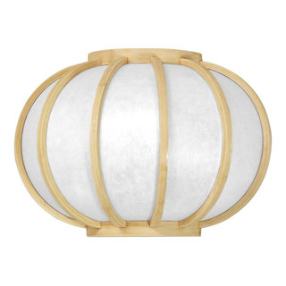 13.5" Harajuku Design Round Wall Sconce, Natural - Asian - Wall Sconces ...