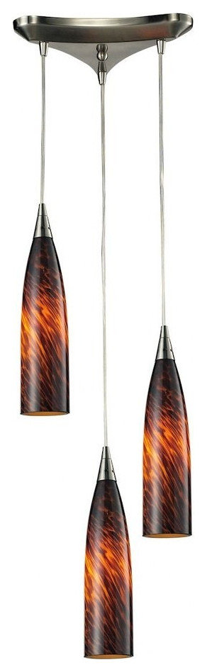 3-Light Triangular Pendant, Espresso Glass Color - Contemporary ...
