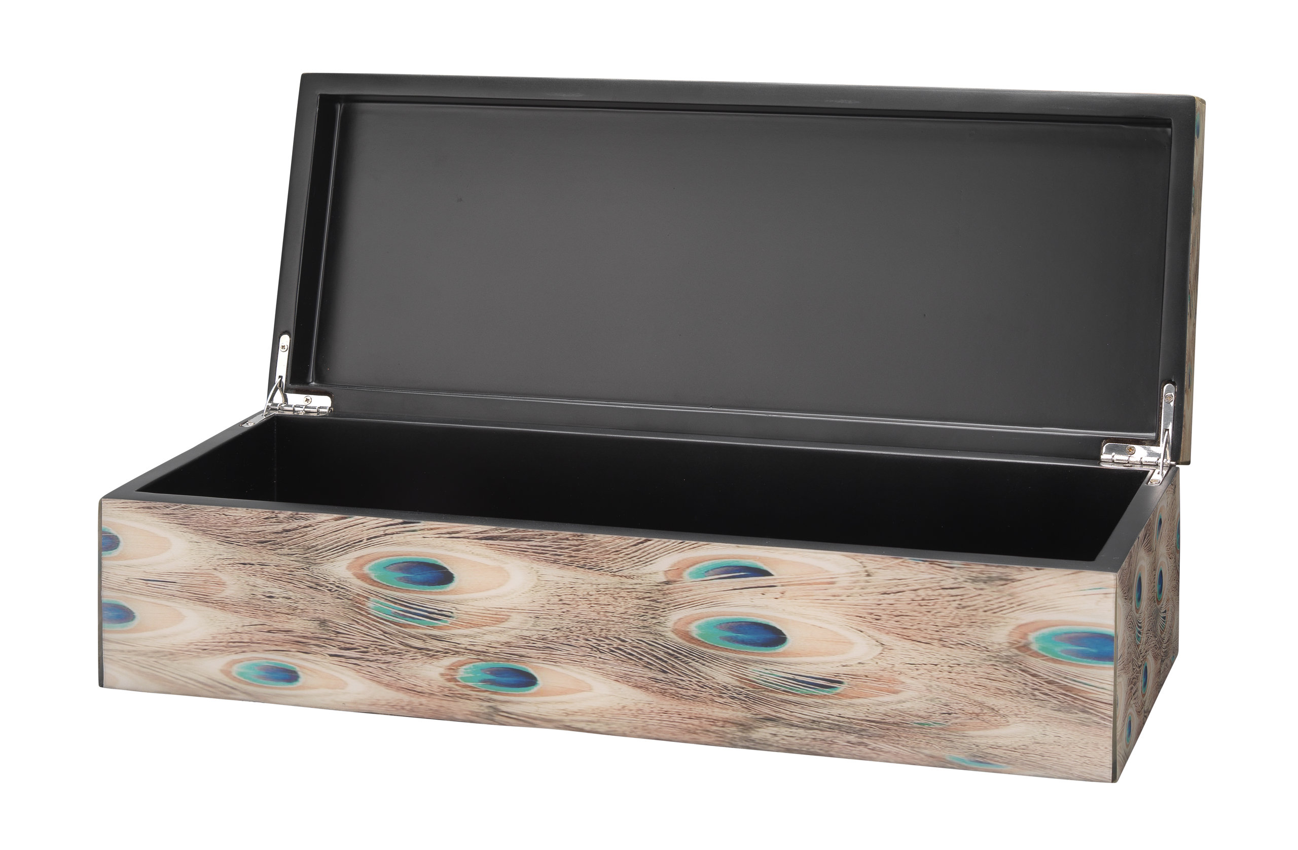 White Lacquer Plume Rectangle Box - Tropical - Decorative Boxes - by ...