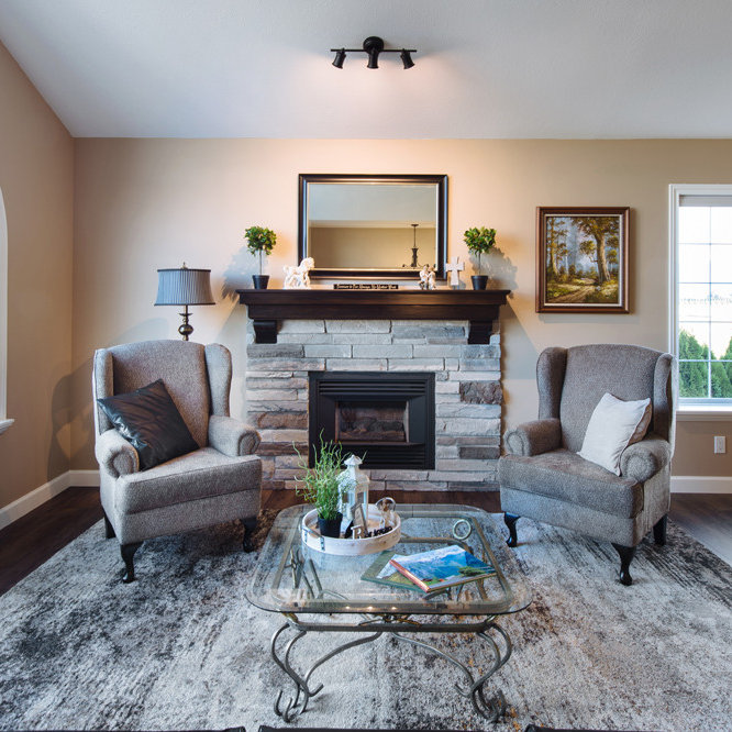 75 French Country Vaulted Ceiling Living Room Ideas You'll Love - July ...