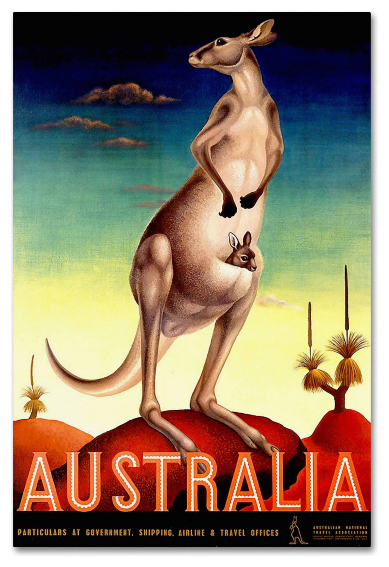 "Australia Kanga" by Vintage Apple Collection, Canvas Art, 12"x19 ...