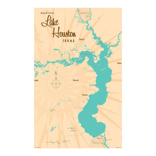 Lakebound Lake Houston Texas Map Art Print, 12"x18" - Contemporary ...