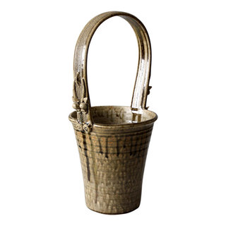 Consigned, Vintage Frank Polizzi Pottery Basket Vase - Farmhouse ...