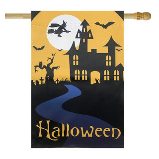 Spooky House Halloween Outdoor House Flag With Bats Witch 28" x 40 ...