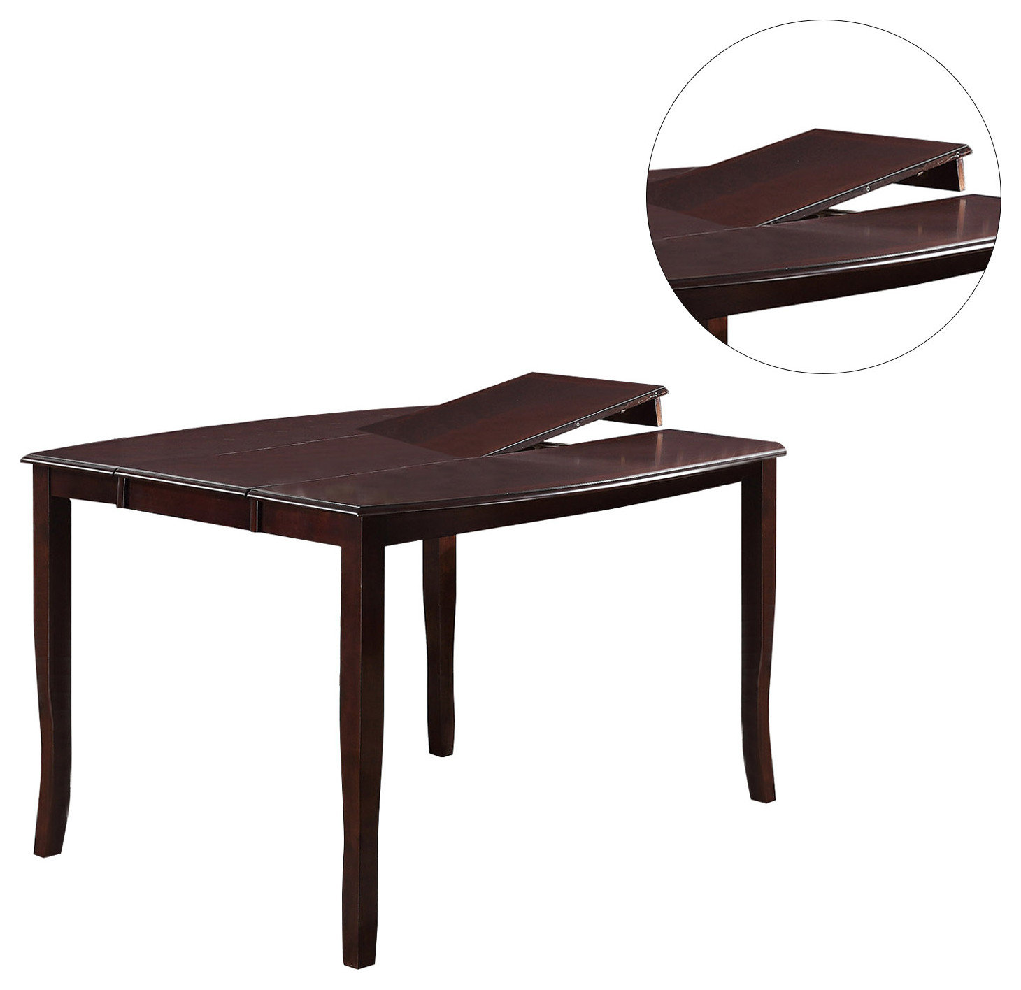 Dining Table with 18 Inches Butterfly Leaf in Dark Brown, Counter ...