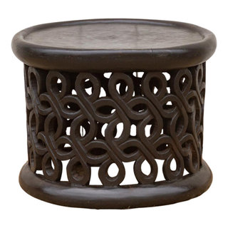 African Floral Carved End Table - Mediterranean - Side Tables And End ...