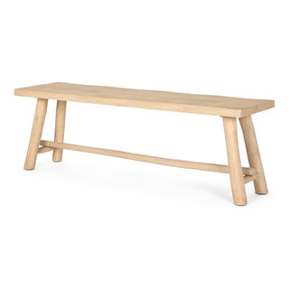 Sekou Light Brown Wooden Craftsman Bench - Transitional - Accent And ...