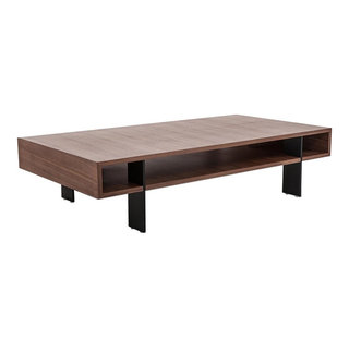 Limari Home Stilt 51" Rectangular Mid-Century Wood Coffee Table in Light Walnut - Transitional ...
