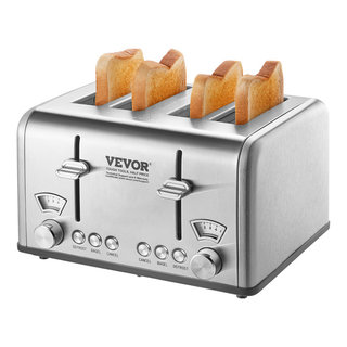 VEVOR 4 Slice Stainless Steel Toaster Reheat Cancel Defrost 6 Browning ...