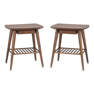 Home Square Ari Hardwood End Table in Walnut Brown - Set of 2 ...
