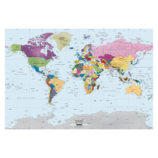 World Map Wall Decal - Colorful, 142" X 96" - Modern - Wall Decals - by ...