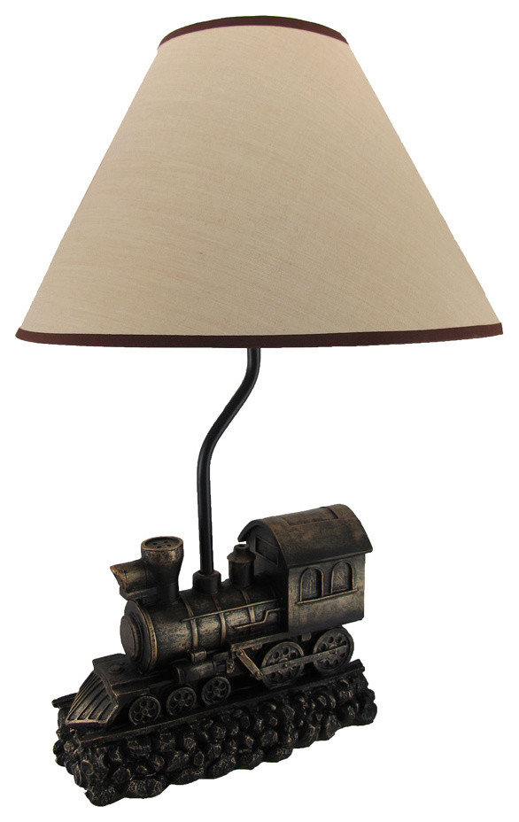 Light in the Tunnel Steam Train Engine Table Lamp with Shade, Medium ...