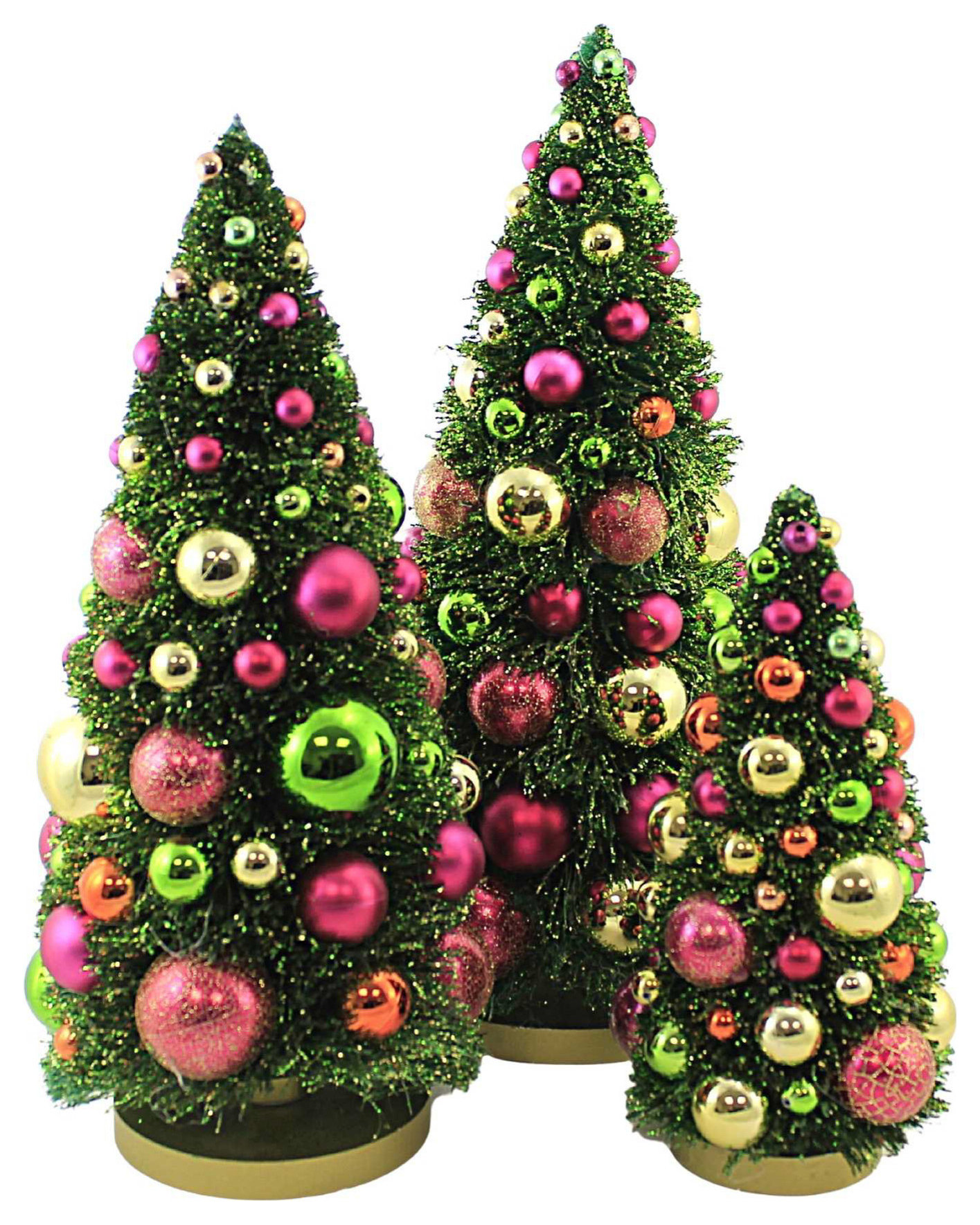 Cody Foster Spire Tree Set/3 Plastic Christmas Ornaments Decorated ...