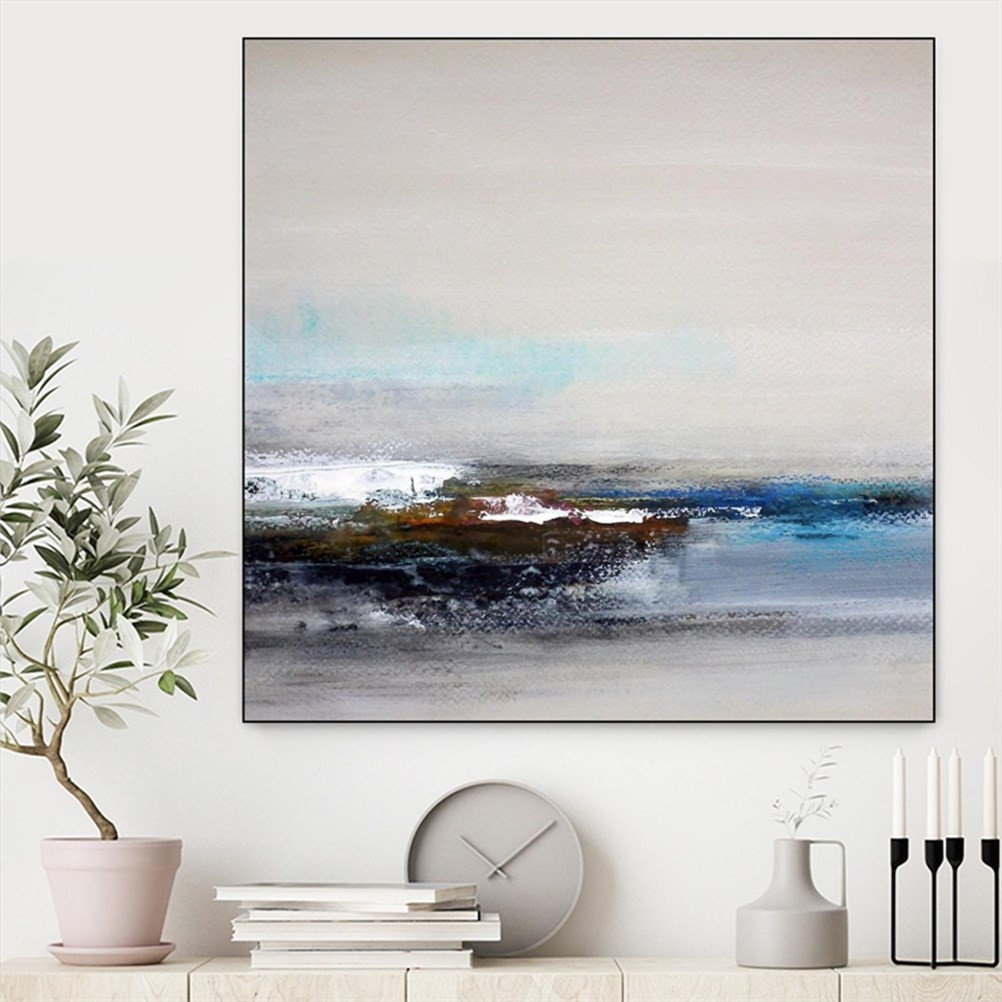 Giant Art Canvas 30x30 Confluence Framed in Multi-Color - Contemporary ...