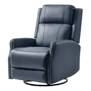 Genuine Leather Swivel Rocker Power Recliner With Swivel and Rocking ...