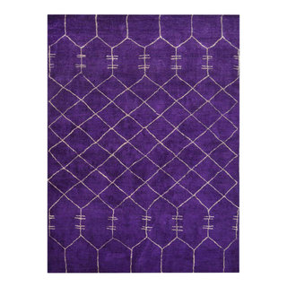 Hand Knotted Loom Silk Mix Area Rug Contemporary Purple LSM122 ...