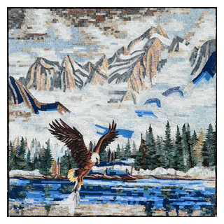 Mosaic Art For Sale, Rising Eagle, 53" x 53" - Rustic - Tile Murals ...