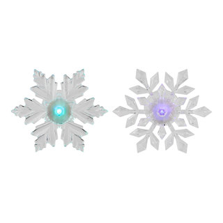 Set of 2 LED Lighted Snowflake Christmas Window Decorations, 5.5-Inch ...