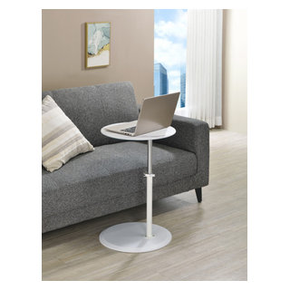 Orbit End Table with Height Adjustable Marble Textured Glass Top ...