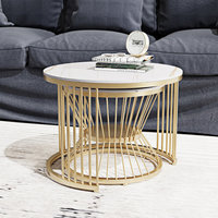 Modern White Nesting Coffee Tables Round Set of 2 With Stone Top ...
