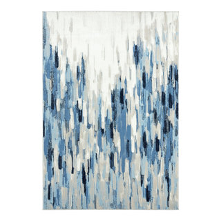 Abani Porto PRT140B Contemporary Blue and Beige Abstract Area Rug, 3' x ...