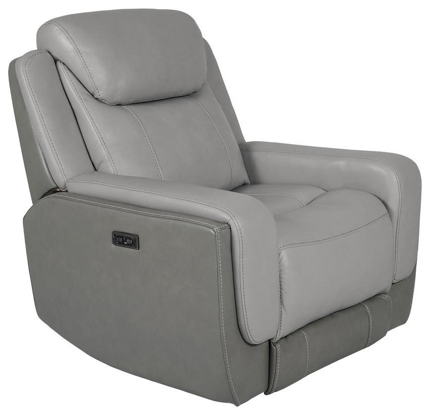 Rosalyn Zero Gravity Power Recliner in Silver and Gray Leather ...