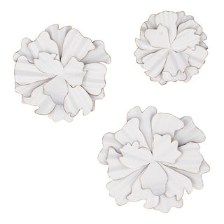 Modern White Metal Wall Decor Set 22680, S/3 13", 17", 19"D ...