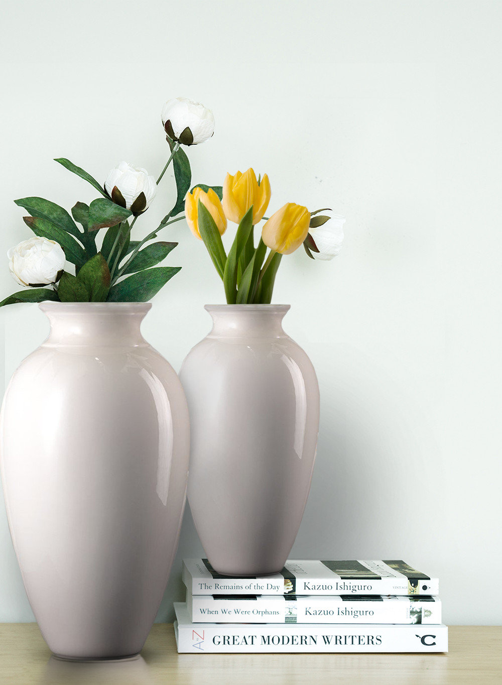 White Ceramic Vases, Tray for Home Decor, Small - Transitional - Vases ...