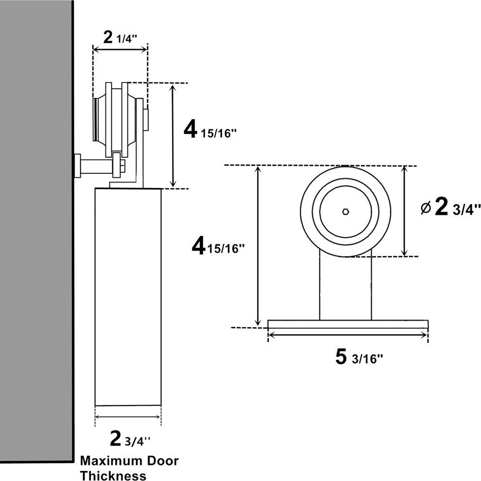 Sliding Barn Door Hardware Kit, T-Shape Design, 5FT - Traditional ...