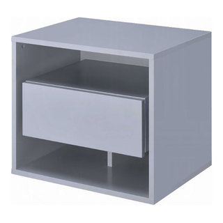 Rectangular Wooden Gray Accent Table with Metal Glide - Contemporary ...