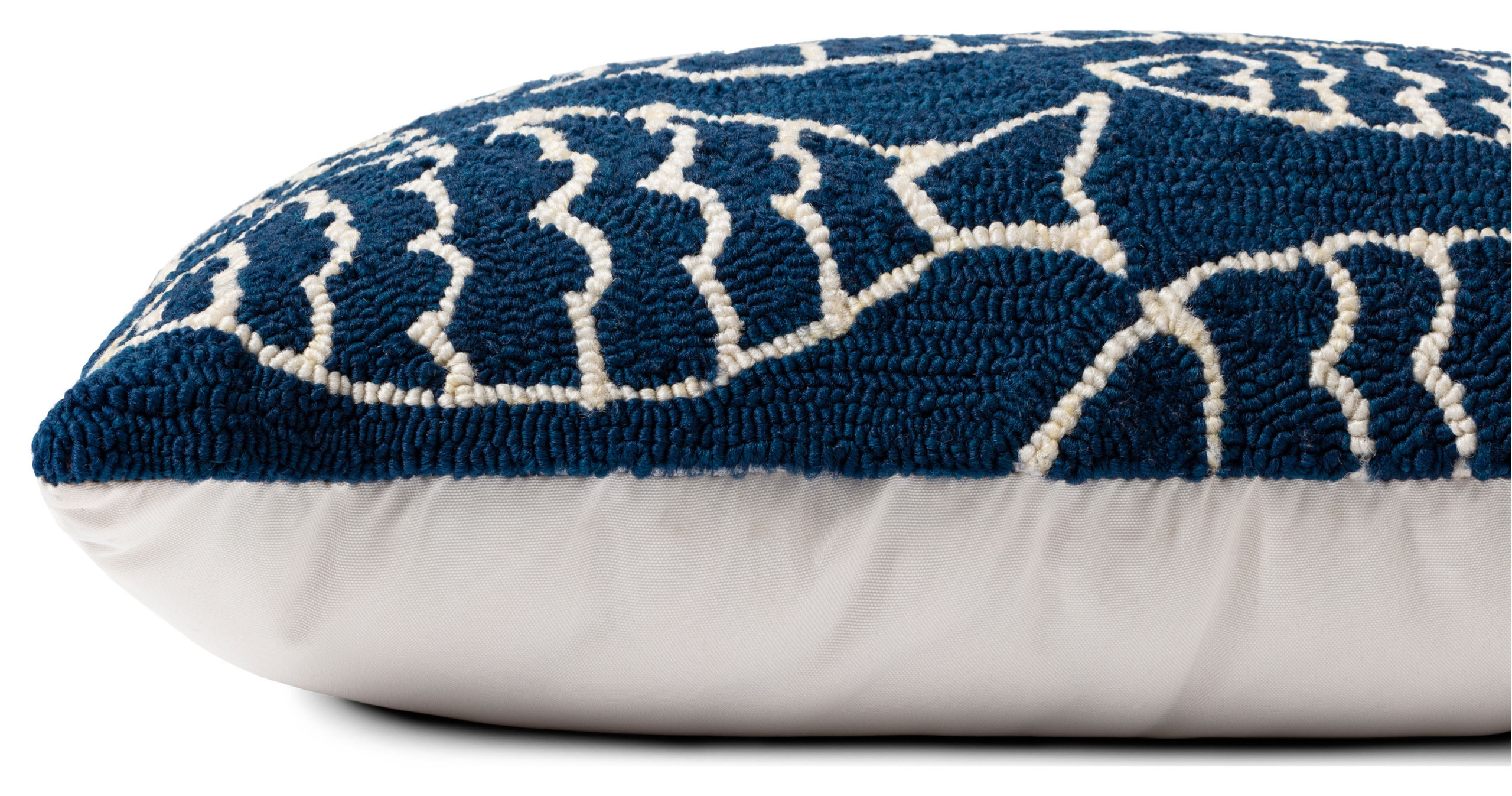 Navy 16"x26" In/out Hand Hooked Fish Pattern Accent Pillow - Beach ...