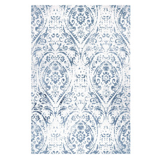 Ivory Blue Transitional Area Rug Modern Floral Ultra Soft Polypropylene ...