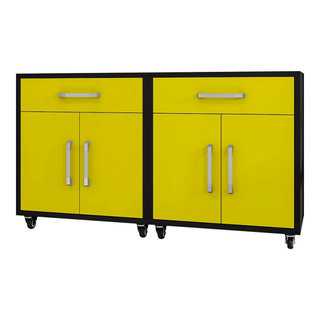 Eiffel Mobile Garage Cabinet in Matte Black and Yellow (Set of 2 ...