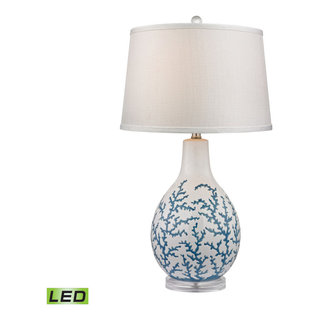Bora Bora 1 Light Table Lamp, Pale Blue/White - Beach Style - Table ...