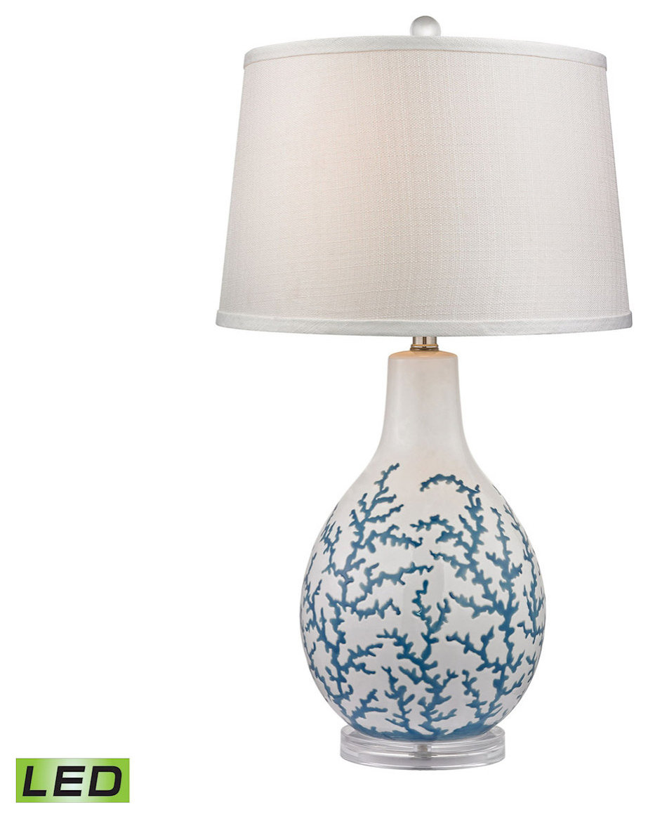 Bora Bora 1 Light Table Lamp, Pale Blue/White - Beach Style - Table ...
