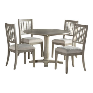 Hillsdale Ocala 5-Piece Round Coastal Wood/Fabric Dining Set in Gray ...