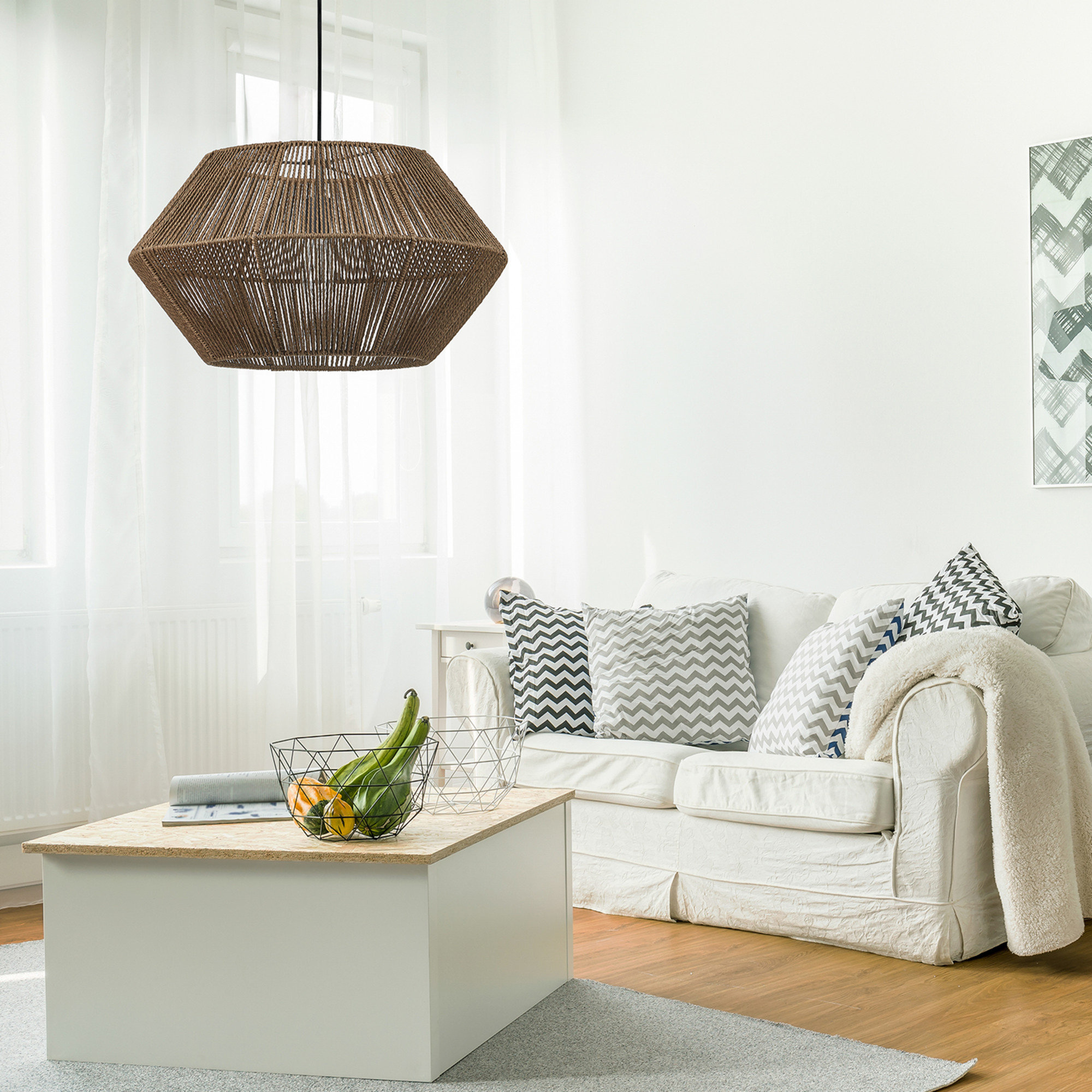 Malay Natural Twine 1-Light Pendant Light - Beach Style - Pendant ...