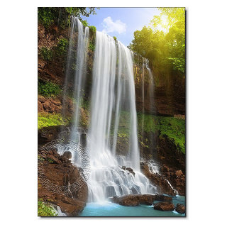Secret Falls One Piece Peel & Stick CANVAS Wall Mural - Rustic - Wall ...