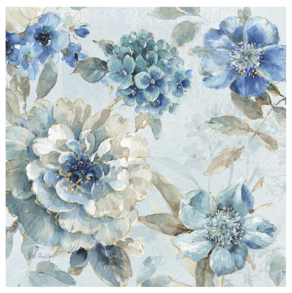 "Indigold IX" Digital Paper Print by Lisa Audit, 20"x20", 32"x32 ...