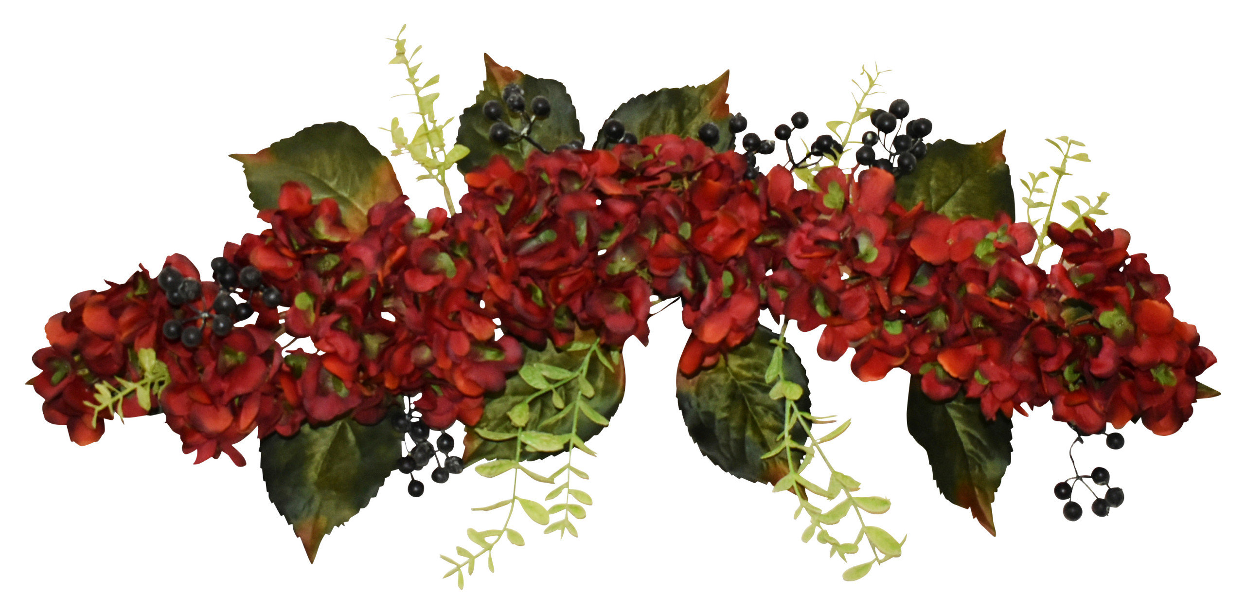 30" Hydrangea Blueberries Swag - Transitional - Wreaths And Garlands ...