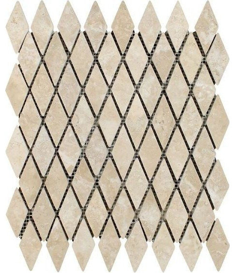 Sample of Durango Cream Travertine 1" Diamond Tumbled M. Tile ...