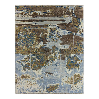 Modern Hand-Knotted Wool Abstract Oriental Rug, 8'x10'2", 8'x10'2 ...
