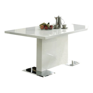 Modern Style Metal Dining Table with T Shaped Design Structure, White ...