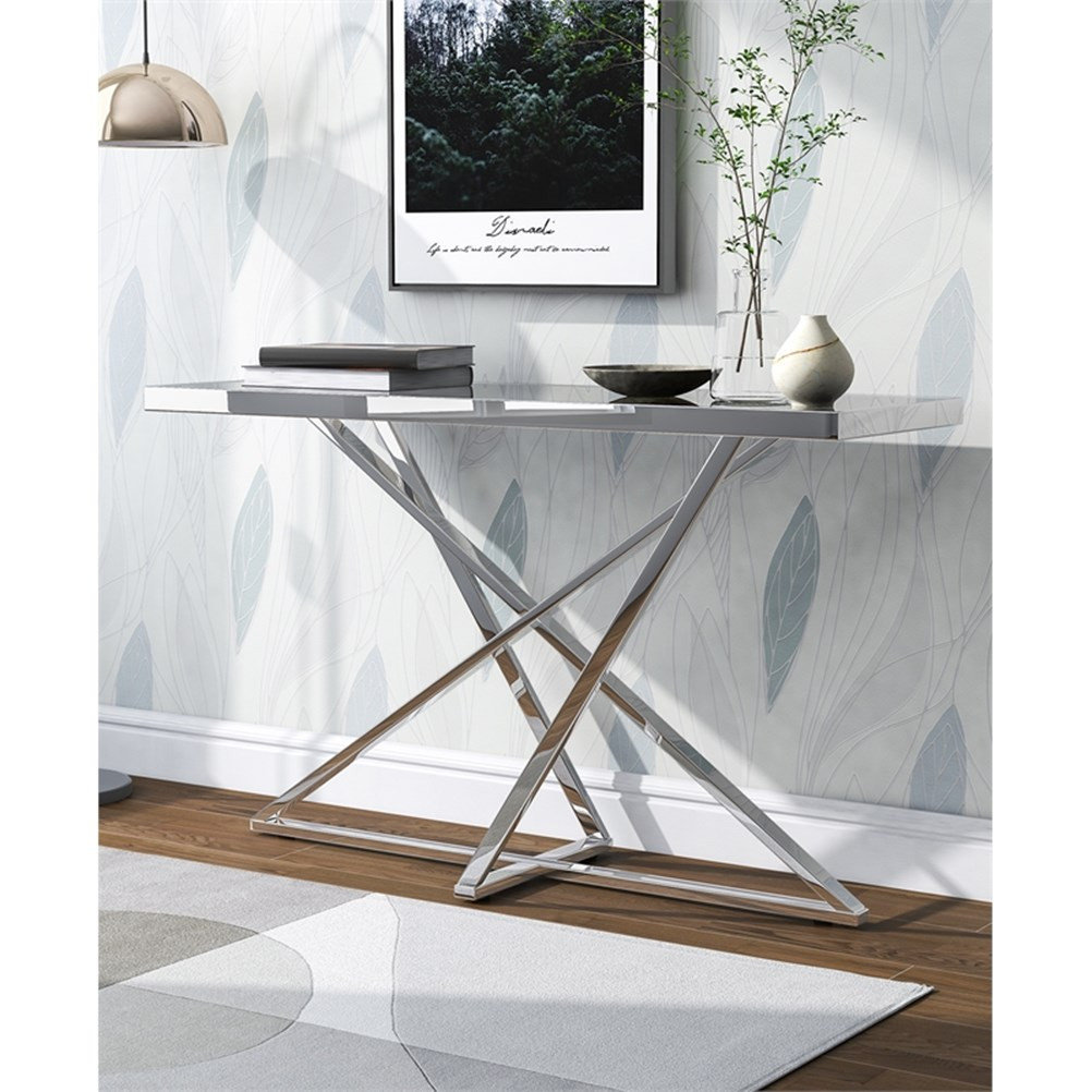 Furniture of America Ludington Contemporary Metal Sofa Table in Chrome ...