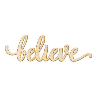 Believe Script Wood Word Wall Art Sign, 18" wide x 6" tall ...