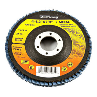 Forney 71985 Blue Zirconia Flap Disc, 40 Grit, Type 29, 4.5" x 7/8" Arbor, ZA40 - Traditional ...